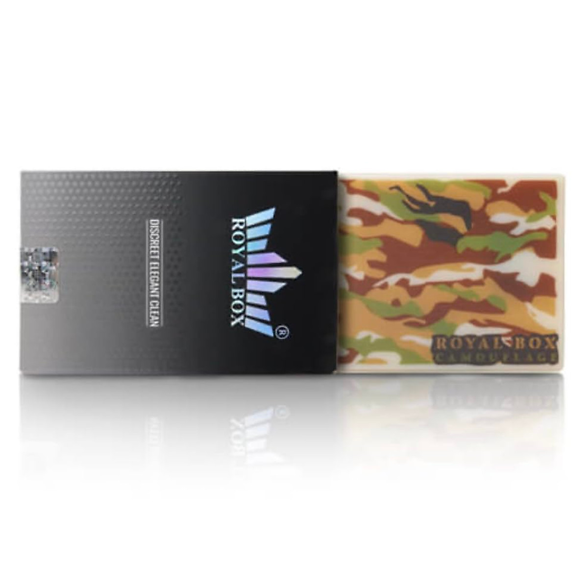 Generic Original Camouflage Royal Box Black 8 Compartment Snuff Wallet Box with Built in 3"" Metal Alloy Straw