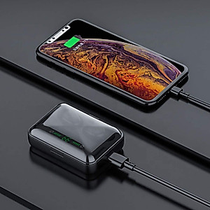 True Wireless Earbuds T10 Bluetooth 5.0 Headphones, Sports in-Ear TWS Stereo Mini Headset w/Mic Extra Bass IPX7 Waterproof, Instant Pairing with Charging Case Noise Cancelling Earbuds Earphones