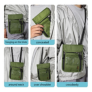 Lufyzora Passport Holder Neck Pouch for Women&Men Adjustable Strap Neck Wallet for Traveling RFID Blocking Travel Wallet (Green)