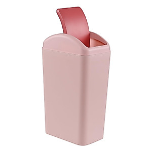 Dehouse 10 L/2.6 Gallon Trash Can with Swing-Top Lid, Plastic Swing-Top Trash Can, Pink