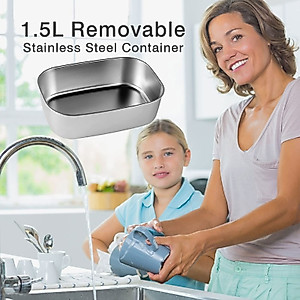 Couvkadl Electric Lunch Box Food Warmer, Heated Lunch Box for Men Women Adults, Heating Lunch Boxes Car Food Heater with 1.5L Removable 304 Stainless Steel Container, Leak Proof (White)