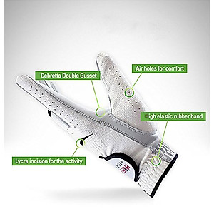 HAEUN Men's Premium White Cabretta Soft Multiple Sizes Regular Golf Glove 26. Large