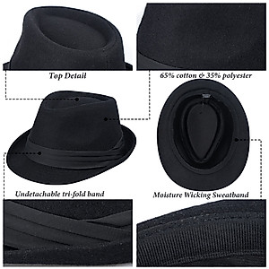 Womens Mens Classic Felt Trilby Hat Short Brim Fedora Hat Black Manhattan Gangster Jazz Hat for Unisex