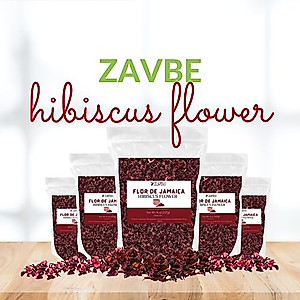 ZAVBE Hibiscus Tea 1lbs Dried Hibiscus Flower Perfect for Hibiscus Tea loose leaf, Flor de Jamaica, Cut and Sifted Packaged in Resealable Bag Hot & Iced Tea, Whole Flowers and Petals. (16, Ounces)