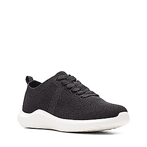 Clarks Women's Nova Glint Sneaker, Black Knit, 7