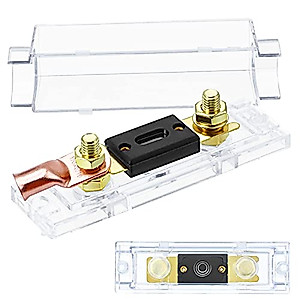 Tnisesm ANL Fuse Holder, 2 Pcs 150A Fuses, 4Pcs 2 AWG Cable Ring Terminal Lugs 5/16', 4 Pcs Heat shrinkable Tube with Diameter of 14mm Compatible for Car Audio Amplifier