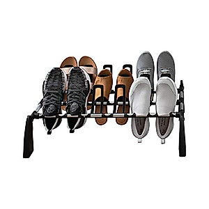 Organize It All 9 Pair Floor Shoe Rack | Storage and Organization | Great For Bedroom | Entryway | Closet | Compact Design | Black
