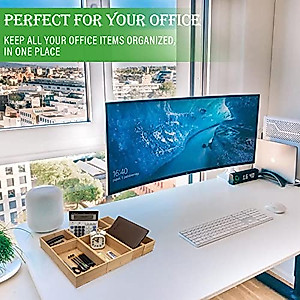 KOOHOAMZ 8 Pcs Bamboo drawer Organizer Storage Box, Bin Set - Multi-Use bamboo Drawer Organizer Storage boxes for Kitchen Utensils, Bathroom, Office Desk, Makeup(8 Boxes)