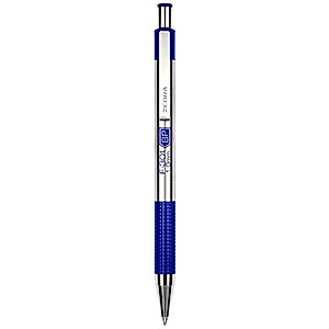 Zebra Pen F-301 Retractable Ballpoint Pen, Stainless Steel Barrel, Medium Point, 1.0mm, Blue Ink, 1-Pack