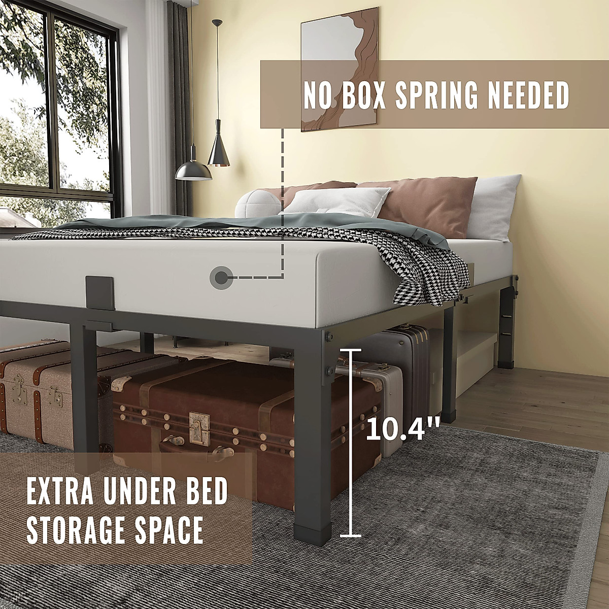 MAF 12 Inch Twin Bed Frames with Mattress Slide Stopper Black Heavy Duty Metal Platform Bed Frame Steel Slat Support, No Box Spring Needed, Noise Free, Easy Assembly