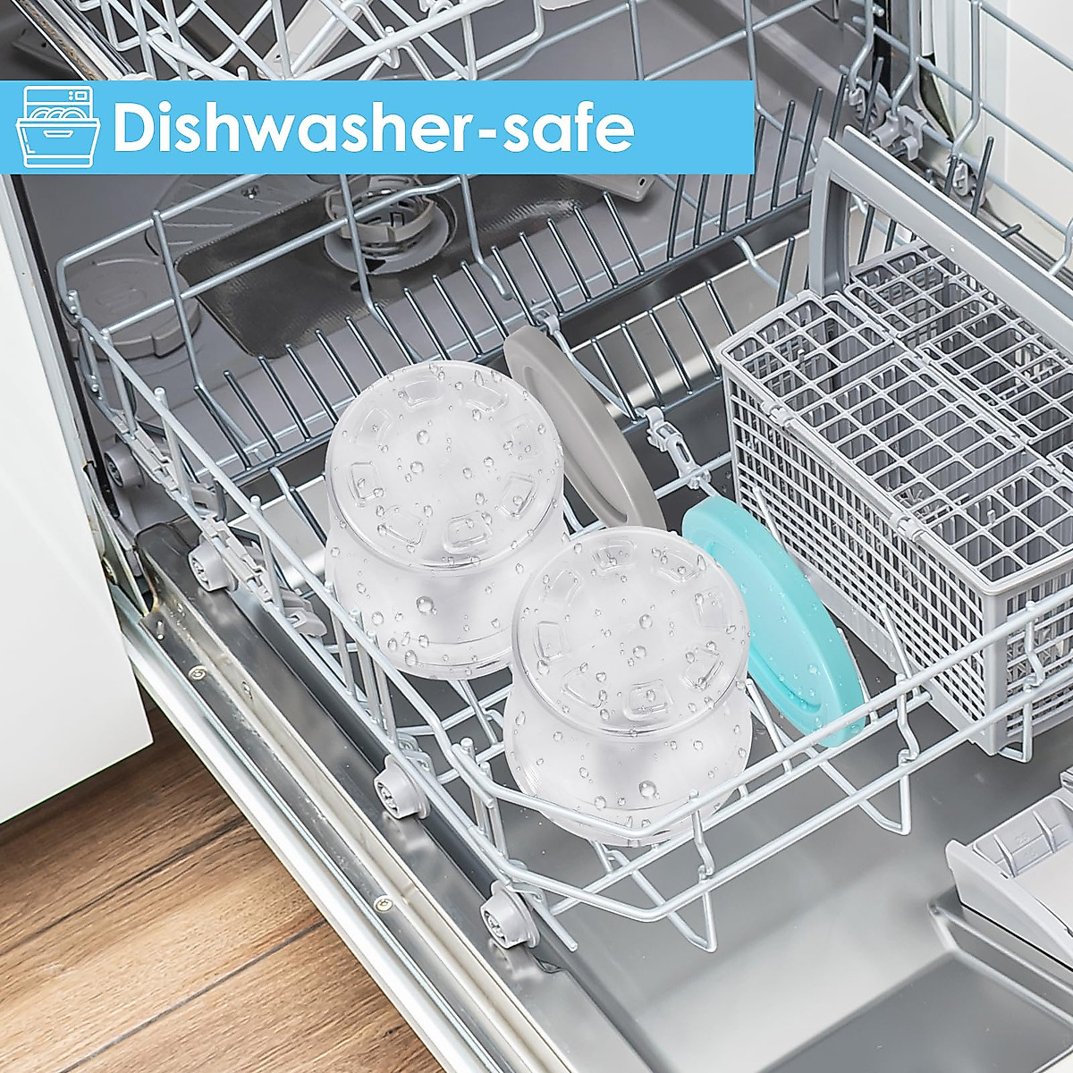 Widousy 4 Pcs Ice Cream Pints Cup, Creami Pints with Lids, Compatible with NC300, NC301 AMZ Series Ice Cream Makers, Color Lids (Blue, Pink, Green, Grey