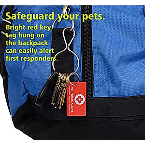 CloceanBrand My Pets, Dogs & Cats are Home Alone Alert Key Tag Keychain Emergency Contact Wallet Card Folded - 2 Writable Back Sides