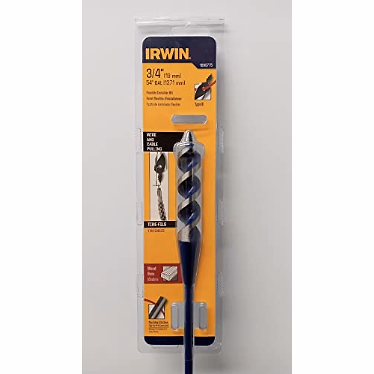 IRWIN 1890775 Flexible Installer Drill Bit with Screw Tip, 3/4-Inch Shank, 54-Inch Length