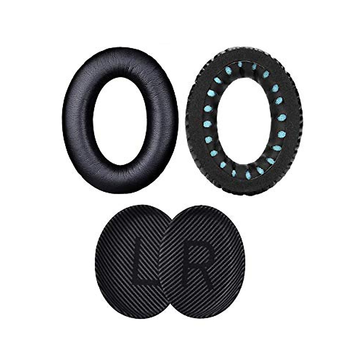 JEUOCOU Headphone Earpad Ear Pads Replacement Cushion Cover for Bose QuietComfort 35 (QC35) and Quiet Comfort 35 II (QC35 II) Over-Ear Headphones (Black)