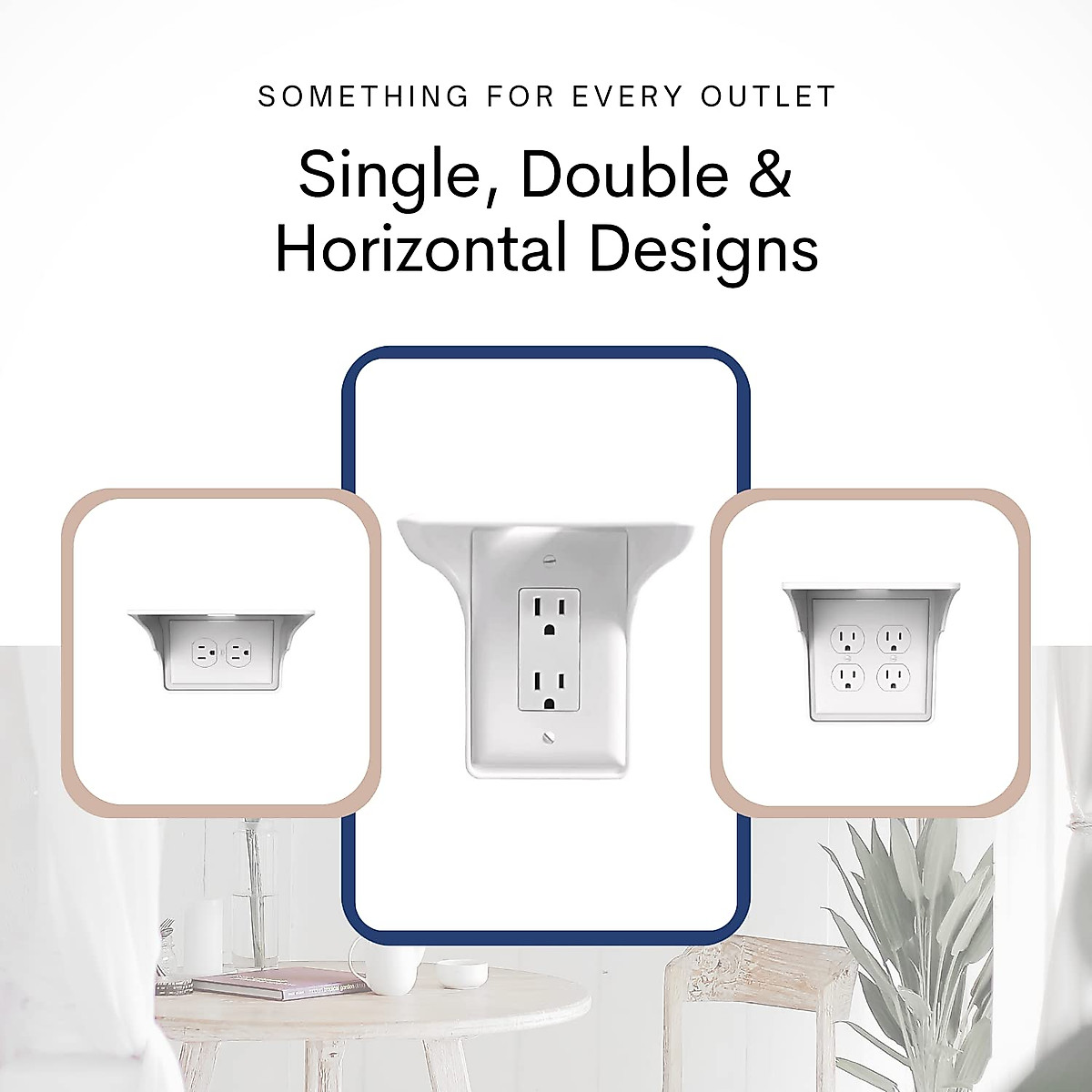 Storage Theory Power Perch Socket Outlet Shelf - Smart Home Essentials Organizer for Bathroom, Apartment, Dorm Room - Wall Shelves for Toothbrush, Echo, Speakers, Cell Phone Holder - White - 1pk