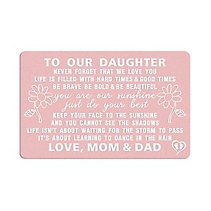 Resdink to Our Daughter Gifts from Mom and Dad, Inspirational Graduation Gift for Daughter from Parents, Daughter Birthday Metal Card Stuff, Christmas Mother's Day Gifts for Young Daughter