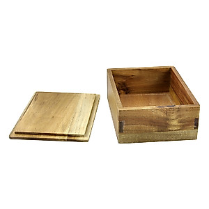 Spiretro Wooden Storage Box with Lid, Stash Box, Keepsake Chest to Organize Jewelry, Coins, Cards, Small Treasure, Handmade Natural Acacia Decorative Crate, Brown- 8 x 6 x 3 inches