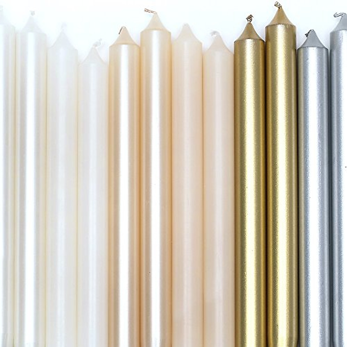 Caspari Straight Taper Candles in Silver - 2 Per Package