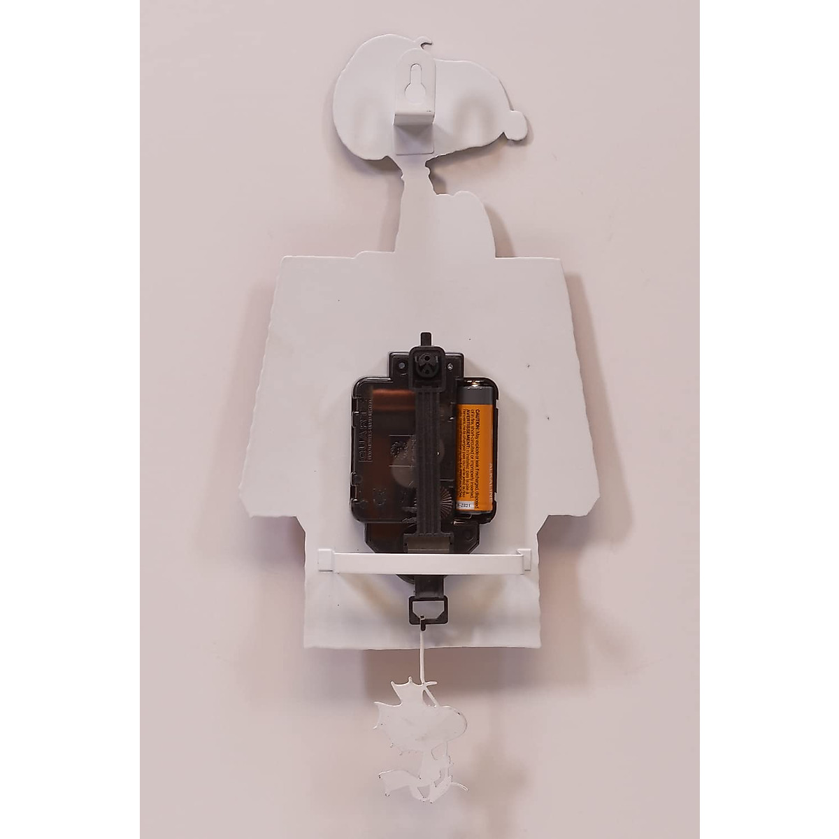 Mark Feldstein & Associates Peanuts Snoopy's Dog House with Woodstock Pendulum Pal Wall Clock, 12 Inch