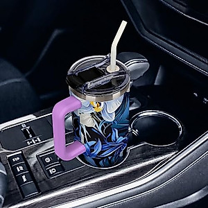 Floral Print Insulated Tumbler with Lid And Straw Stainless Steel Travel Coffee Mug 40oz Violet-style