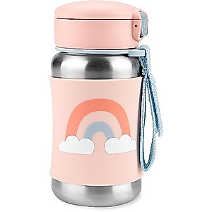 Skip Hop Toddler Sippy Cup with Straw, Sparks Stainless Steel Straw Bottle, Rainbow