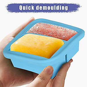 Kinggrand Kitchen 1-Cup Silicone Freezer Tray with Lid 2 pack Soup freezer molds Food Freezing Container Make 4 Perfect Soups, Broths, Stews, Sauces, Curries