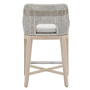 Home Square 3 Piece Upholstered Patio Counter Stool Set in Taupe and White