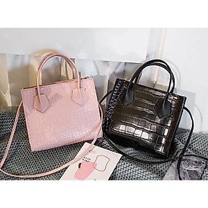 Women Tote Handbag Top Handle Small Mini Handbag for Women/Purses and Handbags for Women Top Handle Purses and Handbags with PU Leather and Adjustable Strap (Pink)