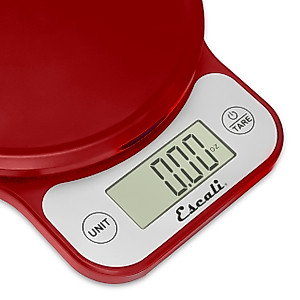 Escali Telero Digital Food Scale, Multi-Functional Kitchen Scale, Precise Weight Measuring and Portion Control, 7.62 x 6.1 x 1.28 inches, Red (T136)