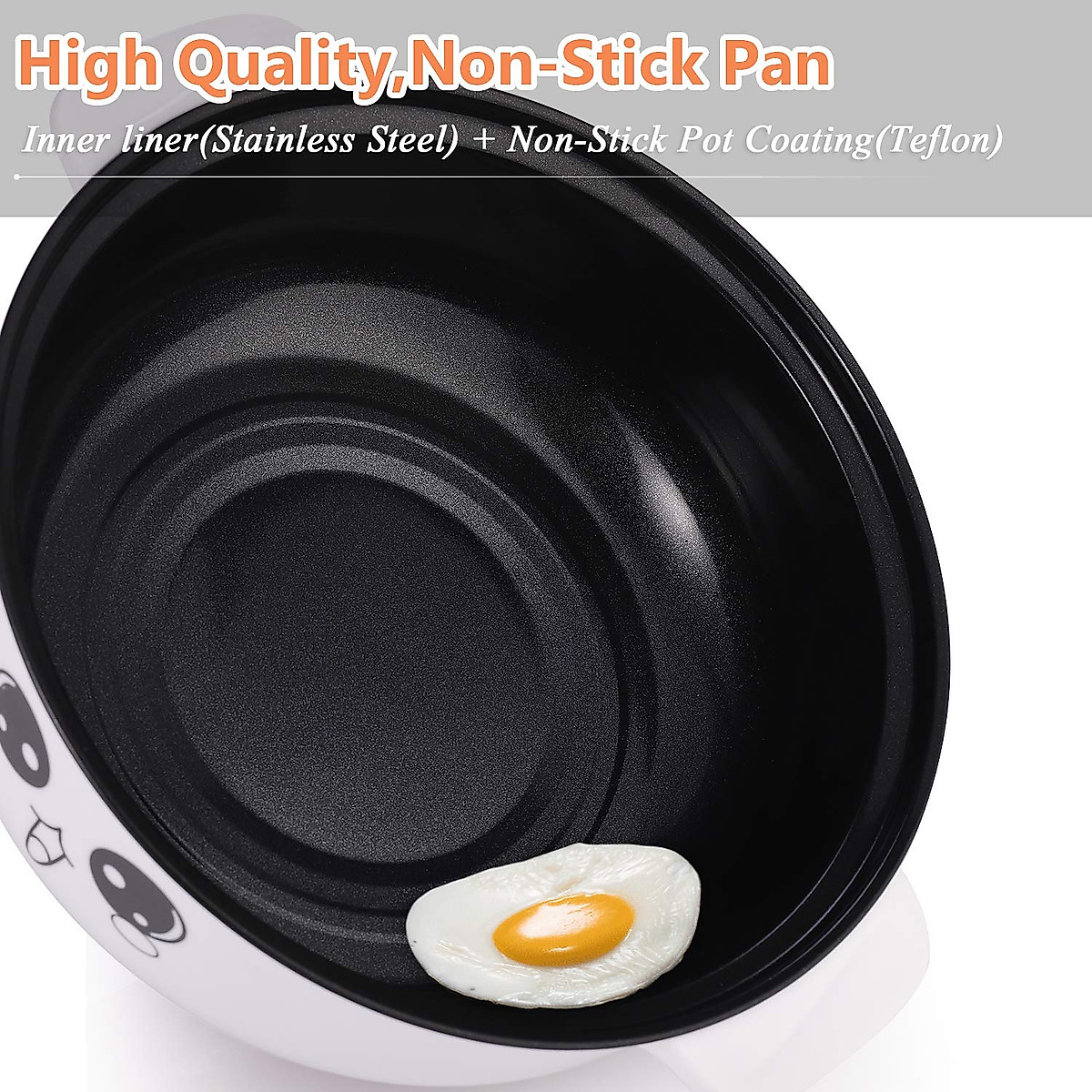 MINGPINHUIUS 4-in-1 Multifunction Electric Cooker Skillet Wok Electric Hot Pot For Cook Rice Fried Noodles Stew Soup Steamed Fish Boiled Egg Small Non-stick with Lid (3.6L, with Steamer)