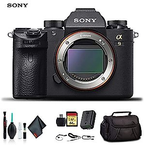 Sony Alpha a9 Mirrorless Camera ILCE9/B with Soft Bag, 64GB Memory Card, Card Reader, Plus Essential Accessories
