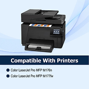 4-Pack Compatible HP 130A Black,Cyan, Magenta, Yellow Toner Cartridges Works with HP Color Laserjet Pro MFP M177fw,M176n Printer Ink