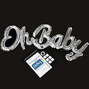 Oh Baby Baby Shower Decorations - One Piece Silver Foil Balloon, No helium required - Gender Reveal