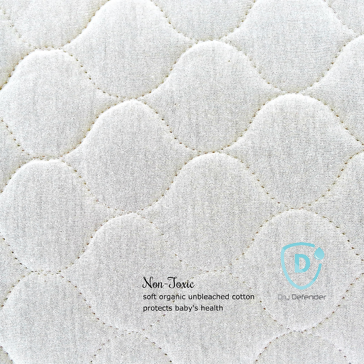 Organic, Waterproof Natural Quilted Fitted Portable/Mini Crib Pad Cover