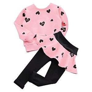 BOMDEALS Adorable Cute Toddler Baby Girls Clothes Set,Long Sleeve T-Shirt +Pants Outfit(Age(5T), Pink)