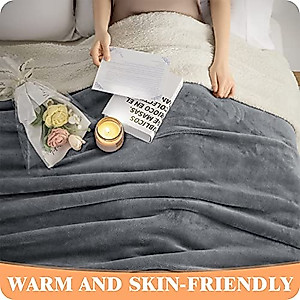 LIANLAM Sherpa Fleece Blanket Twin Size Dual Sided Blanket Super Soft and Warm Fuzzy Plush Cozy Luxury Bed Blankets Microfiber (Grey, Twin(65"x90"))