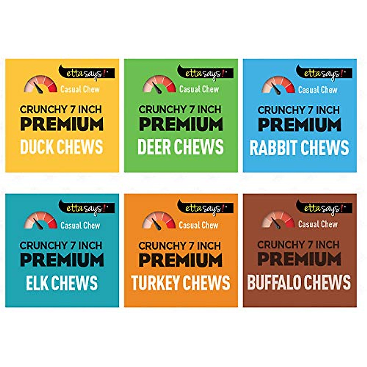 ETTA SAYS! Premium Crunchy Dog Chews Variety Pack of 12 – Made from USA Sourced Rawhide, Grain-Free, Easy to Digest, Low Odor, Won’t Stain Carpet