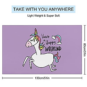 My Little Nest Bath Towels Soft Absorbent Bathroom Towel Happy Weekend Unicorn Rainbow Quick Dry Bath Towel Large Shower Towels Lightweight Hand Towels 31" x 51"