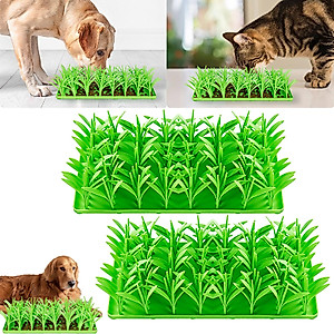 Silicone Grass Mat for Cats, Snuffle Mat for Dogs Cats, Interactive Feed Game, Snuffle Bowl Mat Nosework Training Foraging Pad, for Large Medium Small Pet, Easy to Fill Machine Washable (2PCS)