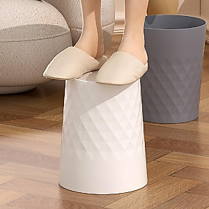 HOLTPHILI 1.8 Gallon Small Trash Can 2 Pack Bathroom Garbage Can Waste Basket Recycling Bin for Dorms Bedrooms Offices Kitchens, White