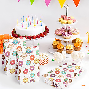 Fowecelt 24 Pack Donut Party Favor Bags, Sweet Doughnut Goodie Candy Treat Bag for kids Birthday Party Baby Shower Decoration Supplies