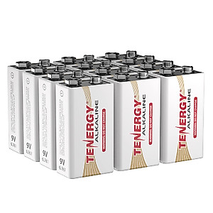 Tenergy 6LR61 9V Alkaline Battery, Non-Rechargeable Battery for Smoke Alarms, Guitar Pickups, Microphones and More, 12 Pack