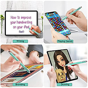Universal Stylus Pens, Honiha High Precise Disc Stylus Pens for Touch Screens 4 in 1 Touch Screen Pen Capacitive Stylus Compatible with iPad, iPhone, Samsung, Android, Microsoft Tablets- Green