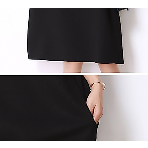 LAI MENG FIVE CATS Women's Casual 3/4 Sleeve Turtleneck Oversized Loose Sweatshirt Pullover Top ONE Size Black