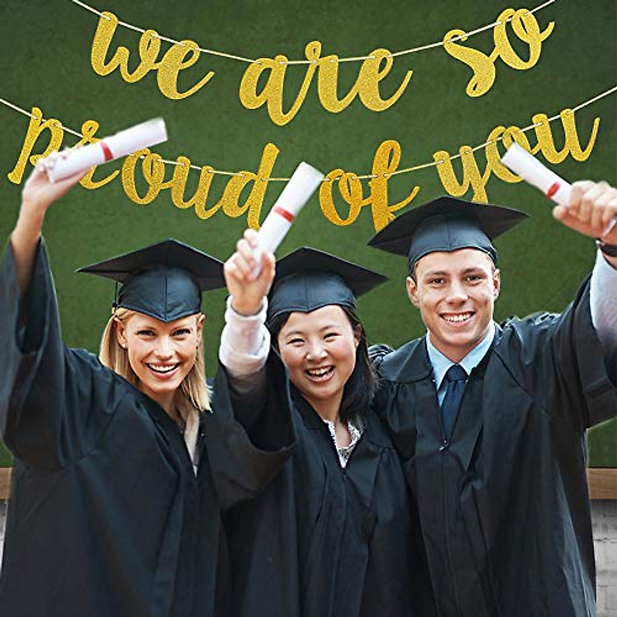 Glitter Graduation Banner Graduation Party Supplies We’re so Proud of You Glitter Burlap Sign Grad Garland Pennant Graduation Favors Decoration