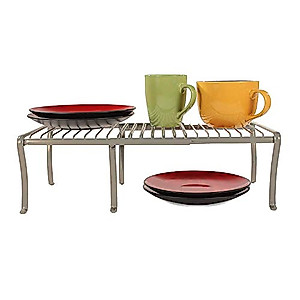 Spectrum Diversified Ashley Shelf Sturdy Steel Wire Storage Shelf & Cabinet Organizer, Expands to Fit Kitchen & Bathroom Cabinets, Rust-Resistant Finish, Satin Nickel