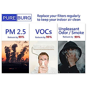 PUREBURG Replacement True HEPA Filter Set Compatible with Winix 115115, Filter A,9800 5300 6300 5300-2 6300-2 P300 C535 5000b 5000 5500 Plasma Wave WAC5300 WAC5500 WAC6300,H13 Activated carbon