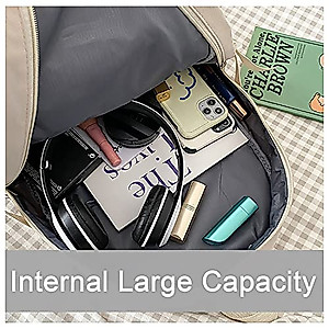 Bersauji Kawaii Backpack with Badge Pins Cute Animal Keychain Aesthetic Backpack for Girls Large Capacity Storage School Backpack