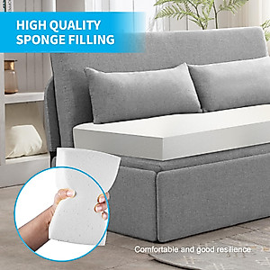 ADOWORE Queen Pull Out Sofa Bed, Linen Sleeper Sofa Couch with Pullout Bed, 2 in 1 Convertible Pull Out Couch Bed with 2 Cushions, Loveseat Sofa Bed for Living Room Apartment, Office