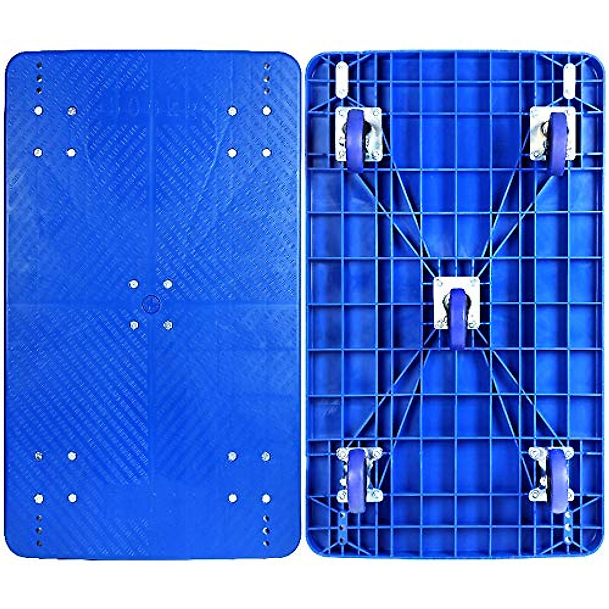 Portable Folding Handcart Flatbed Folding Cart Trolley Cart Trolley Small Trailer Pull Goods Long Five Wheel Load 500KG Easy to Use Multi Function Folding Handcart (Color : Blue, Size : 63x165cm)